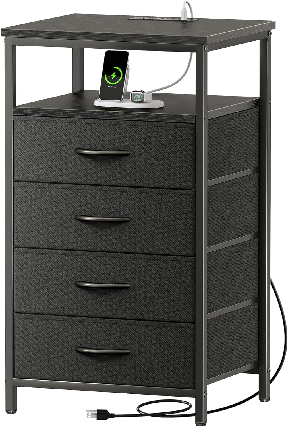 MCQ 4 Drawer Bedside Table Featuring Convenient Built-in Power Outlets ...