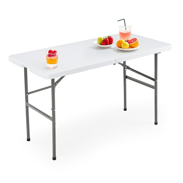 MCQ 4-foot plastic folding table with built-in handles, suitable for ...