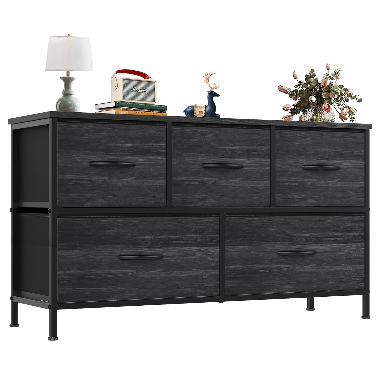 MCQ 5 Fabric Drawers, TV Cabinet Sideboard with 5 Fabric Drawers ...