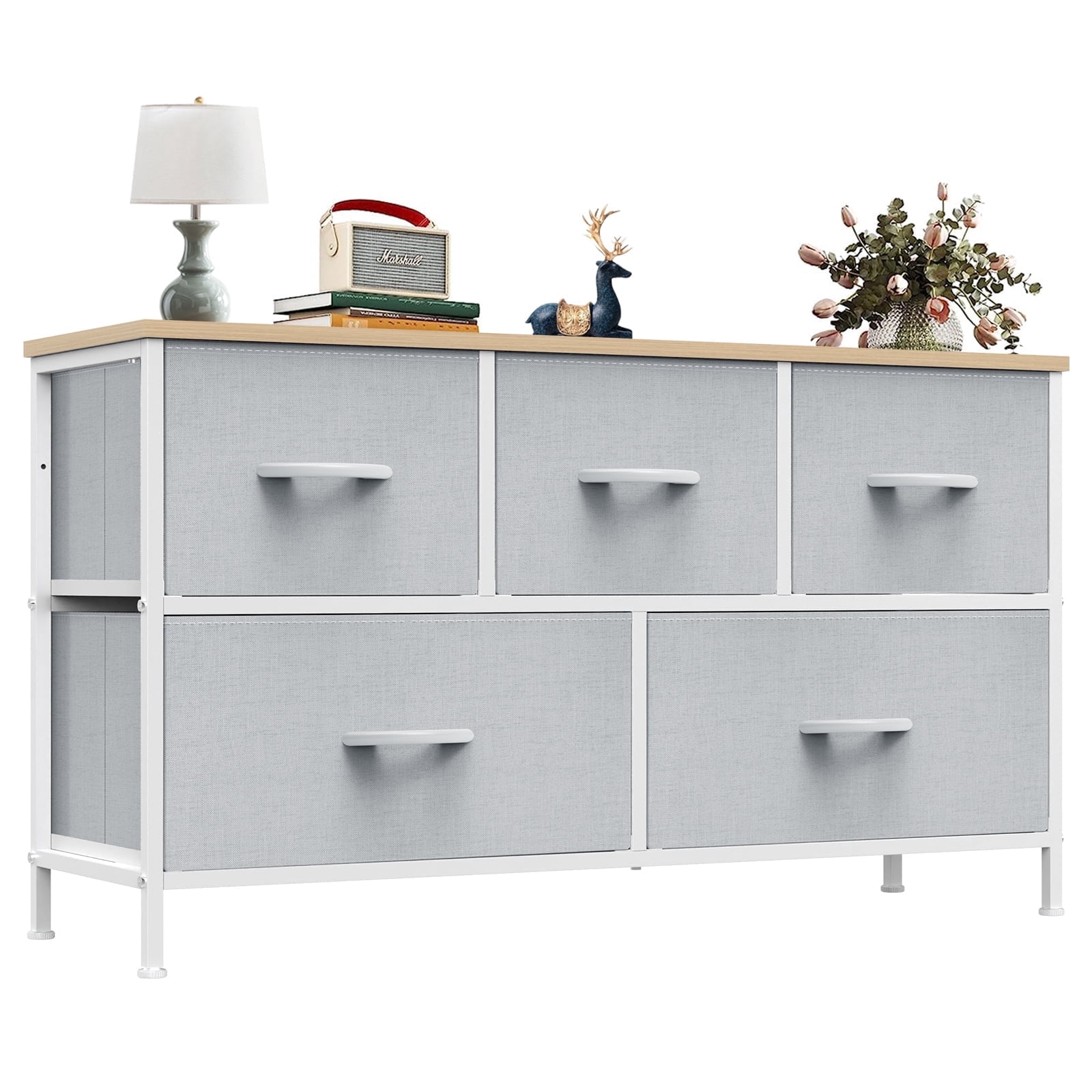 MCQ 5 Fabric Drawers, TV Cabinet Sideboard with 5 Fabric Drawers ...