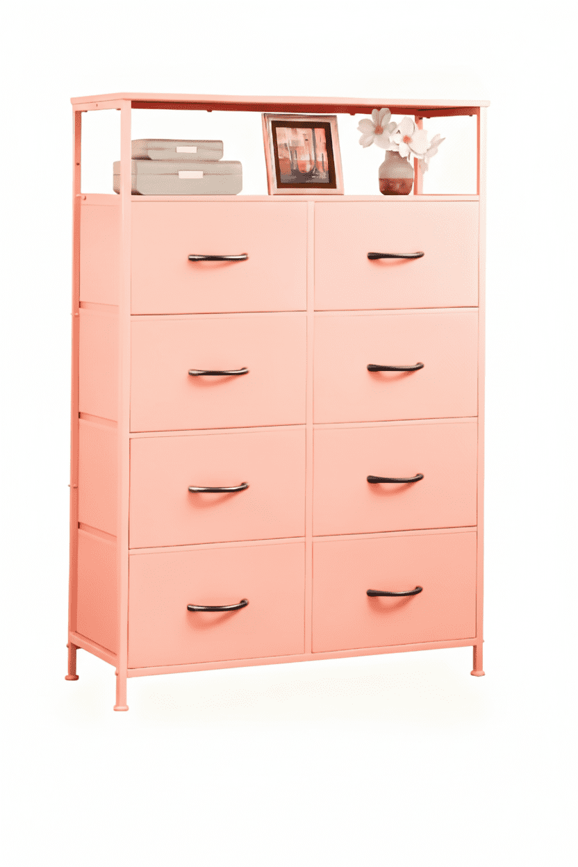 MCQ 8-Drawer Fabric Dresser with Open Shelf, 45.9-inch Tall Storage ...