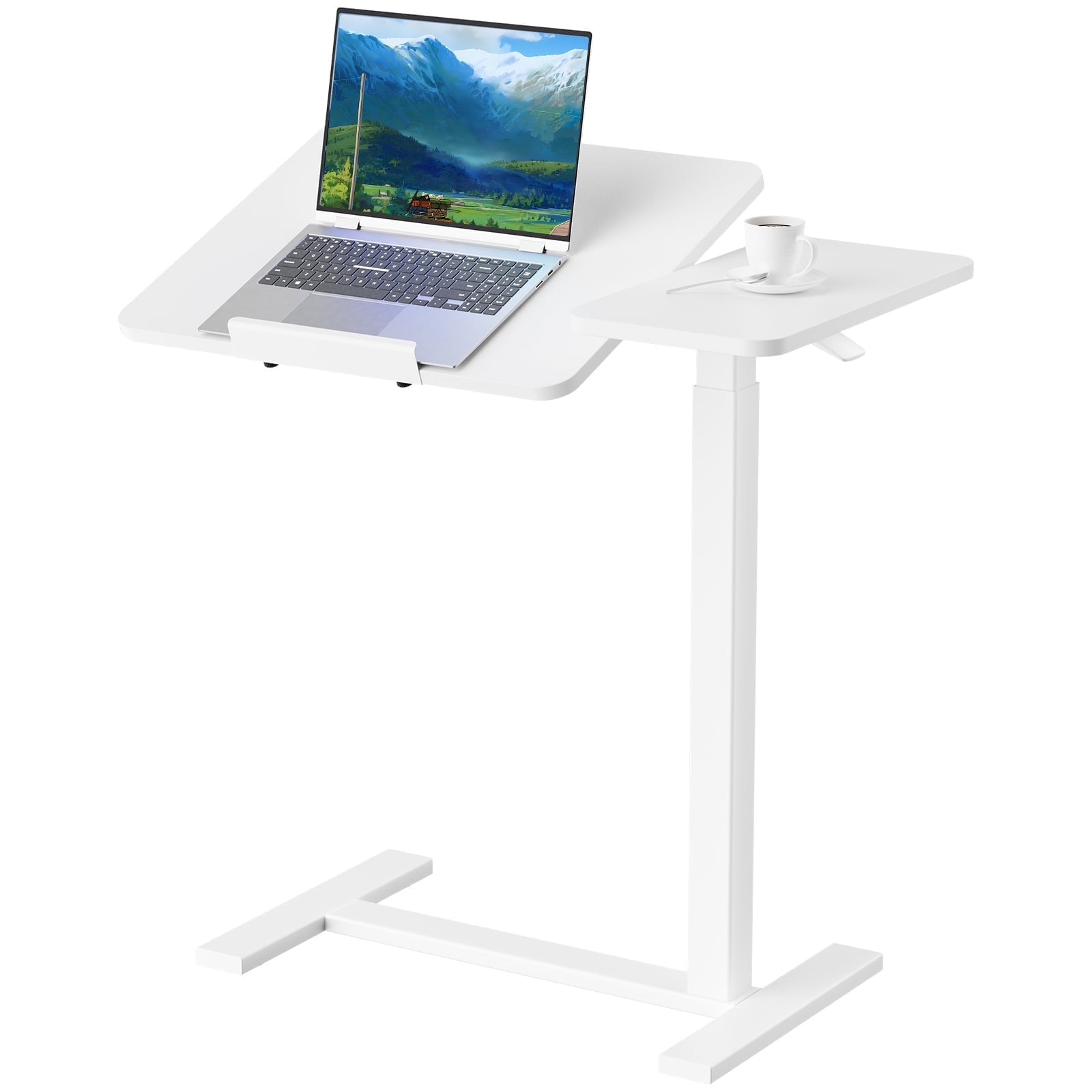 MCQ Adjustable Overbed Bedside Table with Reversible Top, Hidden Wheels ...