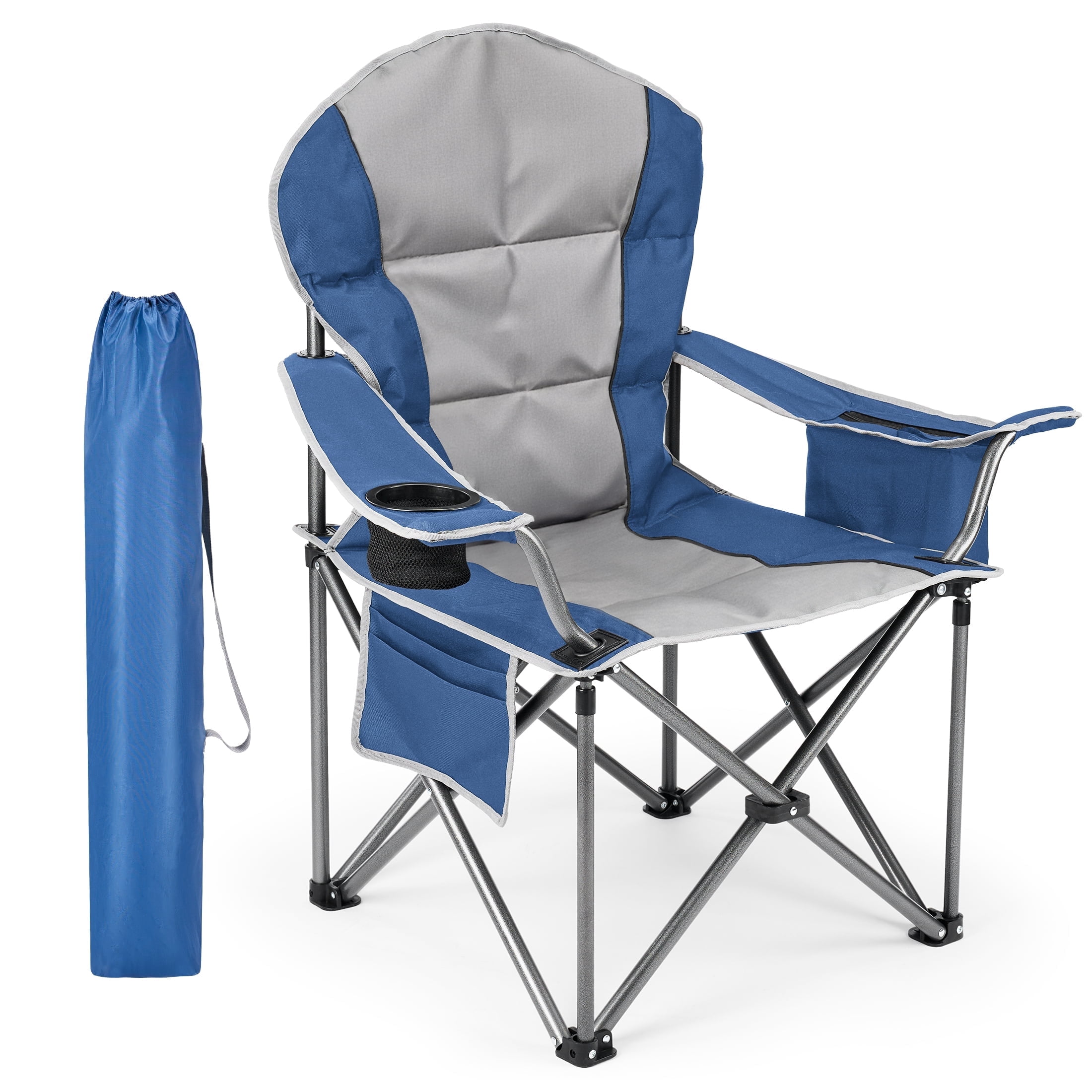 JIOABL Camping Chair, Portable Padded Outdoor Chair with Cup Holder ...