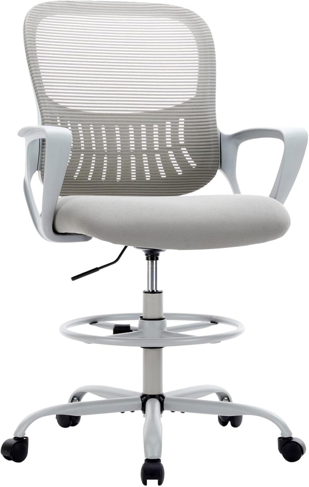 MCQ Drafting Chair with Fixed Armrests and Foot-Ring, Tall Office Chair ...