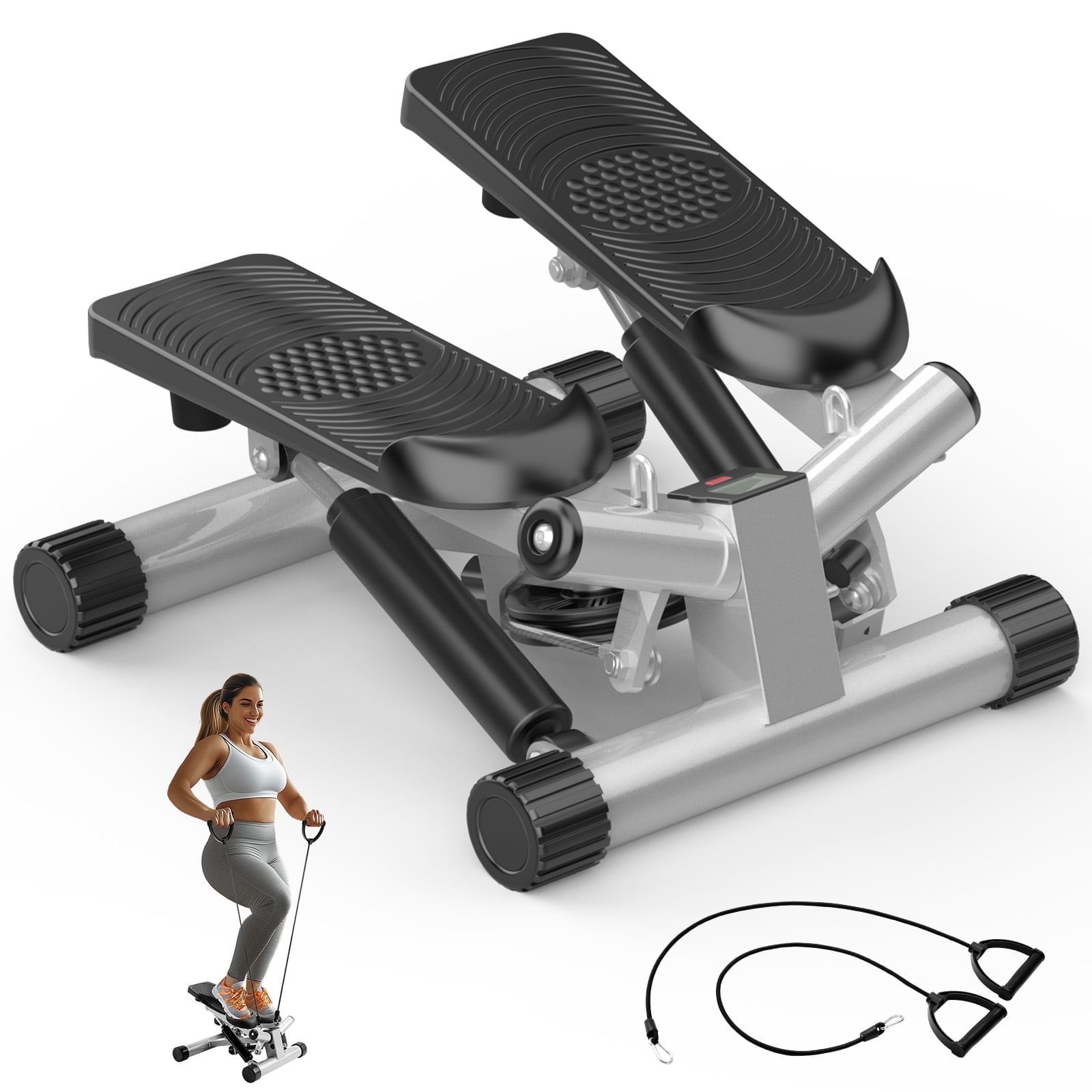 JIOABL Mini Stepper Compact Workout Machine with Resistance Band, 300lb ...
