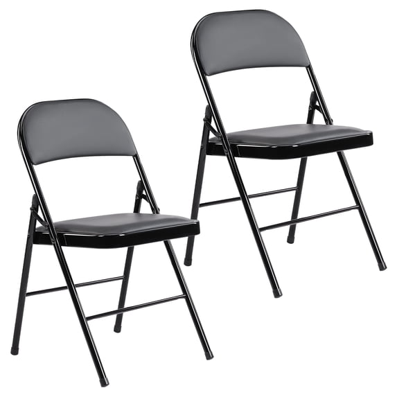 MCQ Portable Folding Chairs Set of 2, Cushioned Seat with Heavy-Duty ...