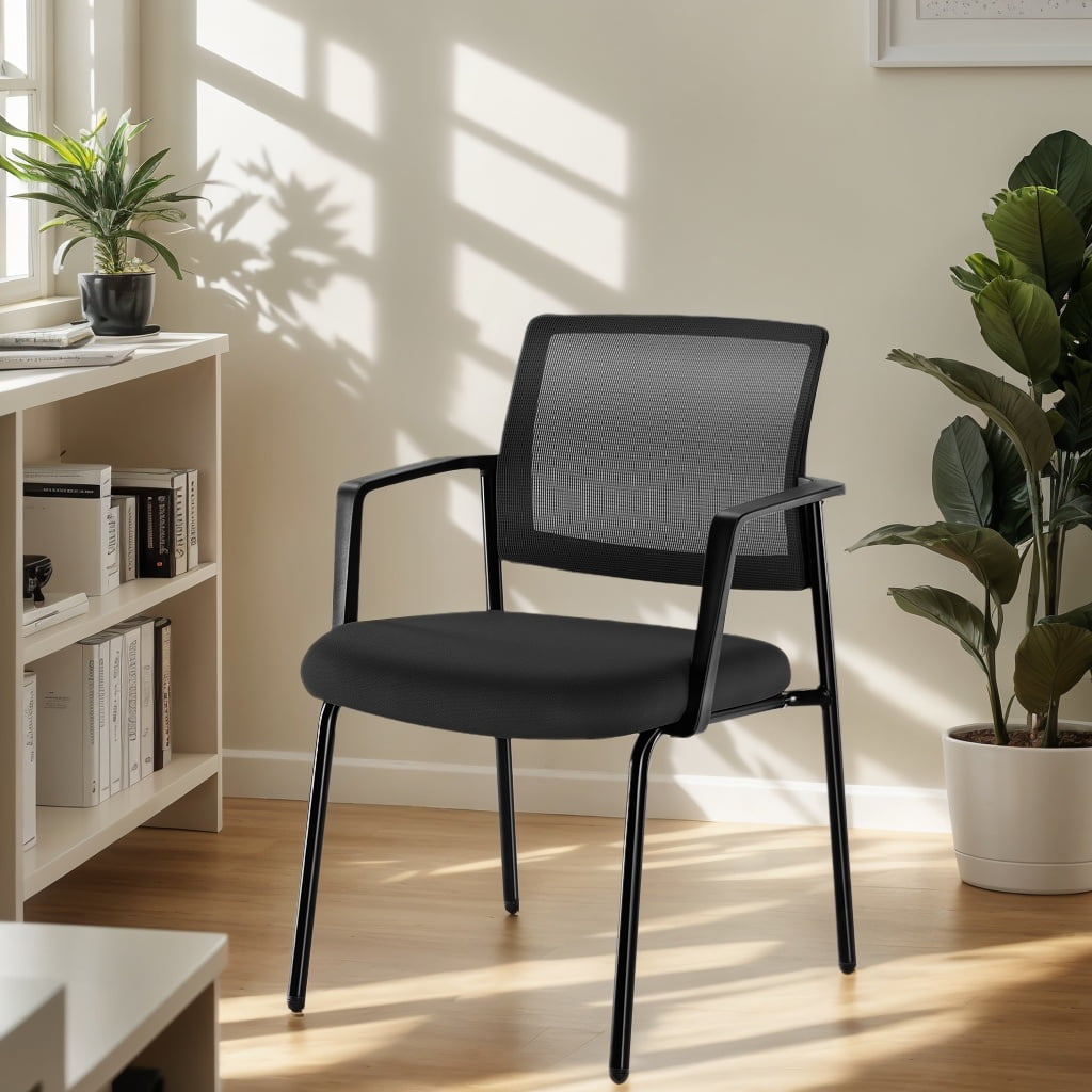MCQ Stacking Chairs with Arm, Upholstered Sturdy Metal Mesh Back Chairs ...