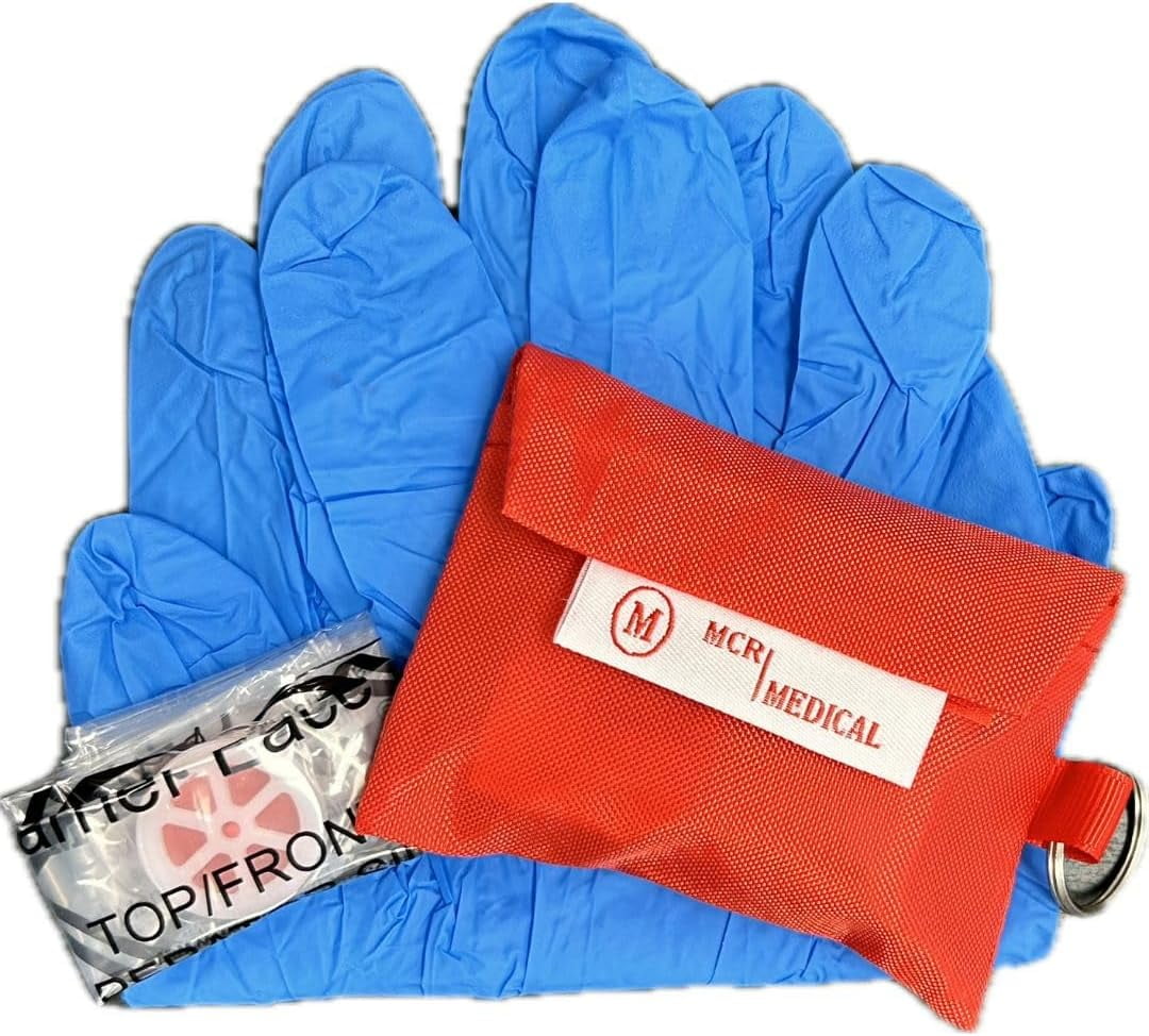MCR Medical CPR Mask Keychain with Nitrile Gloves (Pack of 50 ...