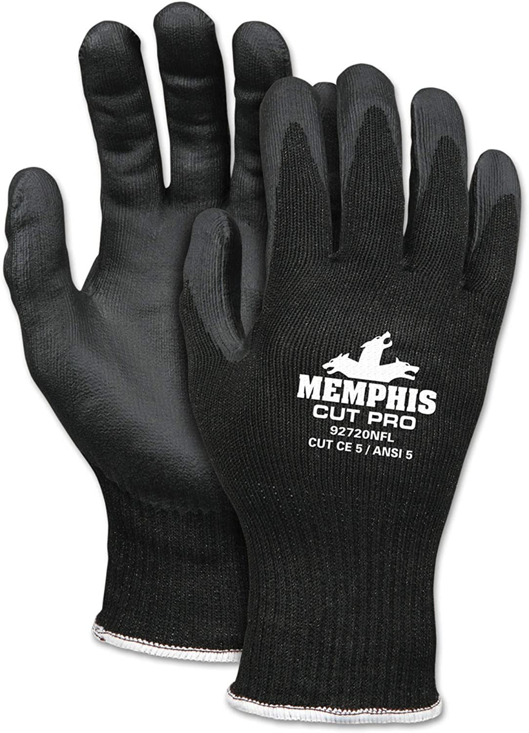 MCR Safety 92720NFL Memphis Cut Pro Gloves, 10 Gauge Black HPPE, Black ...