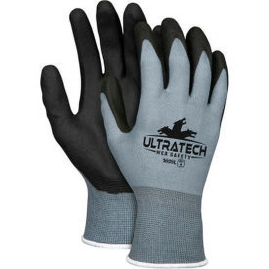 MCR Safety UltraTech Work Gloves 15 Gauge Gray Nylon Shell Black HPT ...