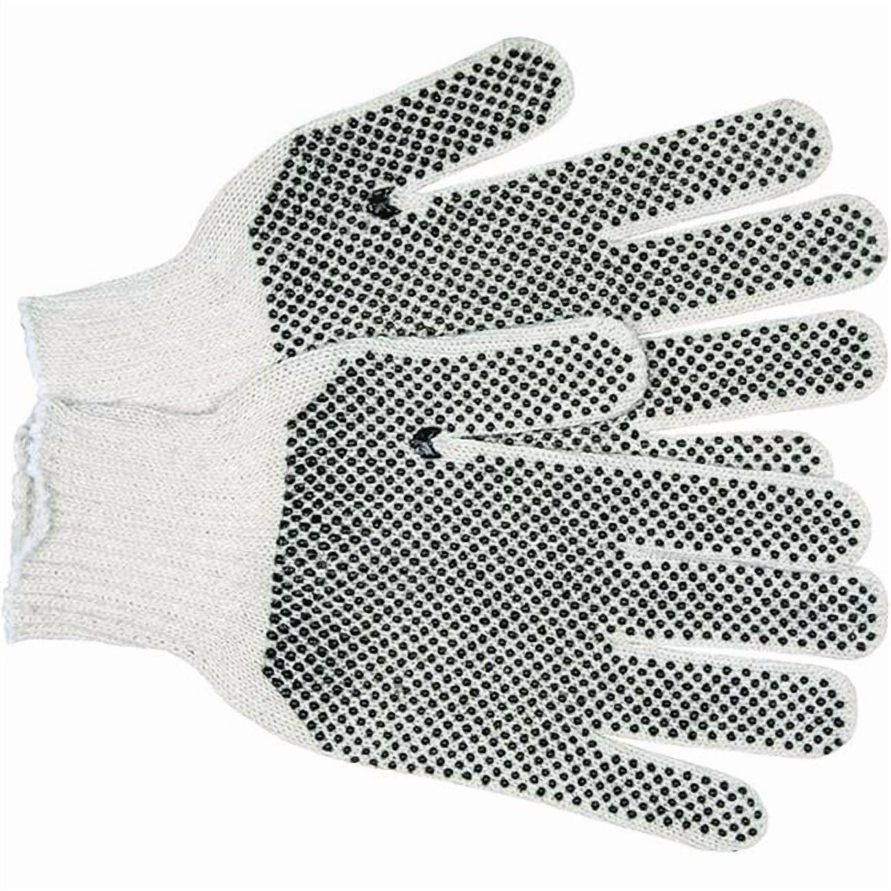 MCR Safety 127-9667LM Cotton & Polyester Gloves with PVC Dots, Natural ...