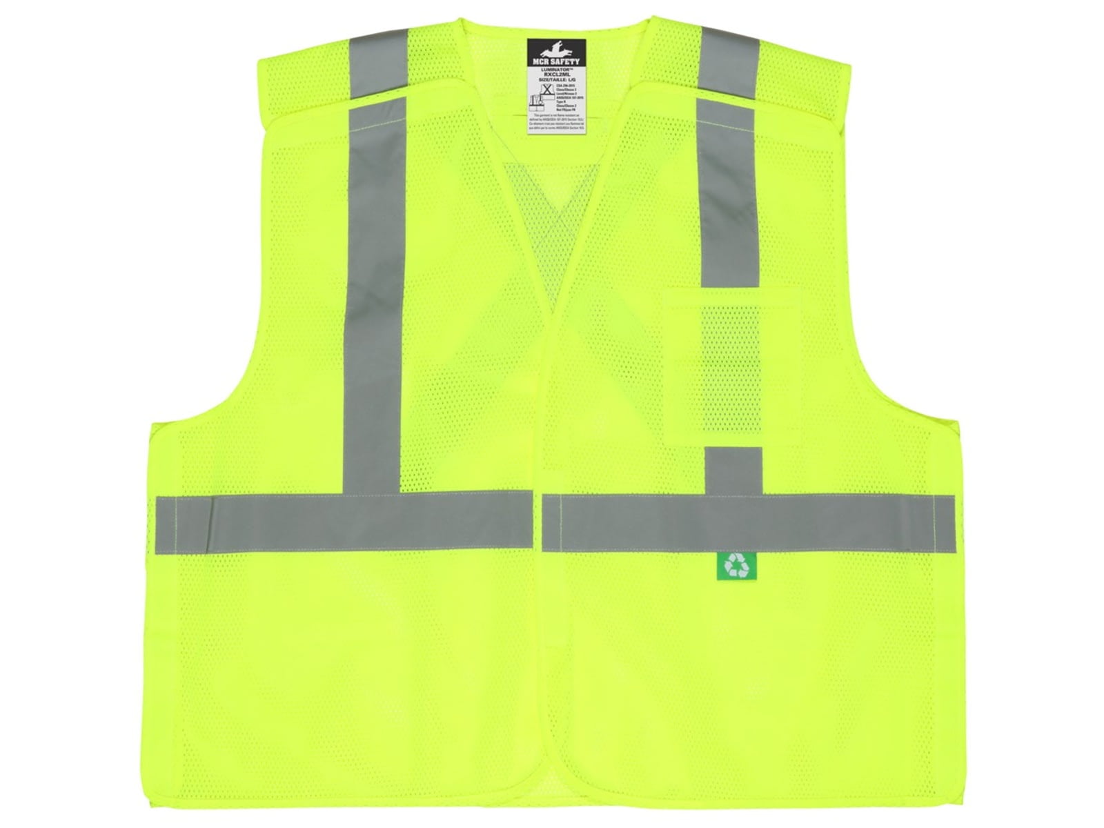 MCR Safety Hi Vis Reflective Safety Vest, ANSI Type R Class 2, Mesh ...