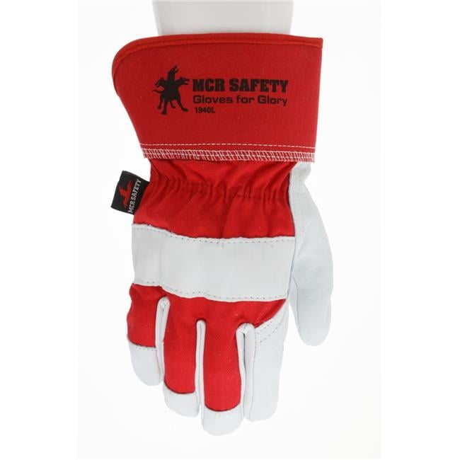 MCR Safety Kid Goat Leather Palm Safety Cuff Work Gloves Large - Pack ...