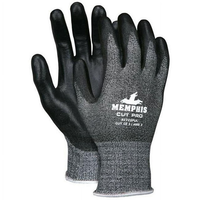 MCR Safety MCR92723PUL Cut Pro 13 Gauge HyperMax Shell Black PU Coated ...