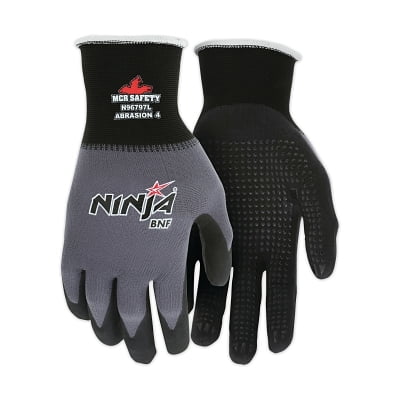 MCR Safety Ninja BNF Gloves 15 Gauge Nylon Nitrile Coated Palm ...