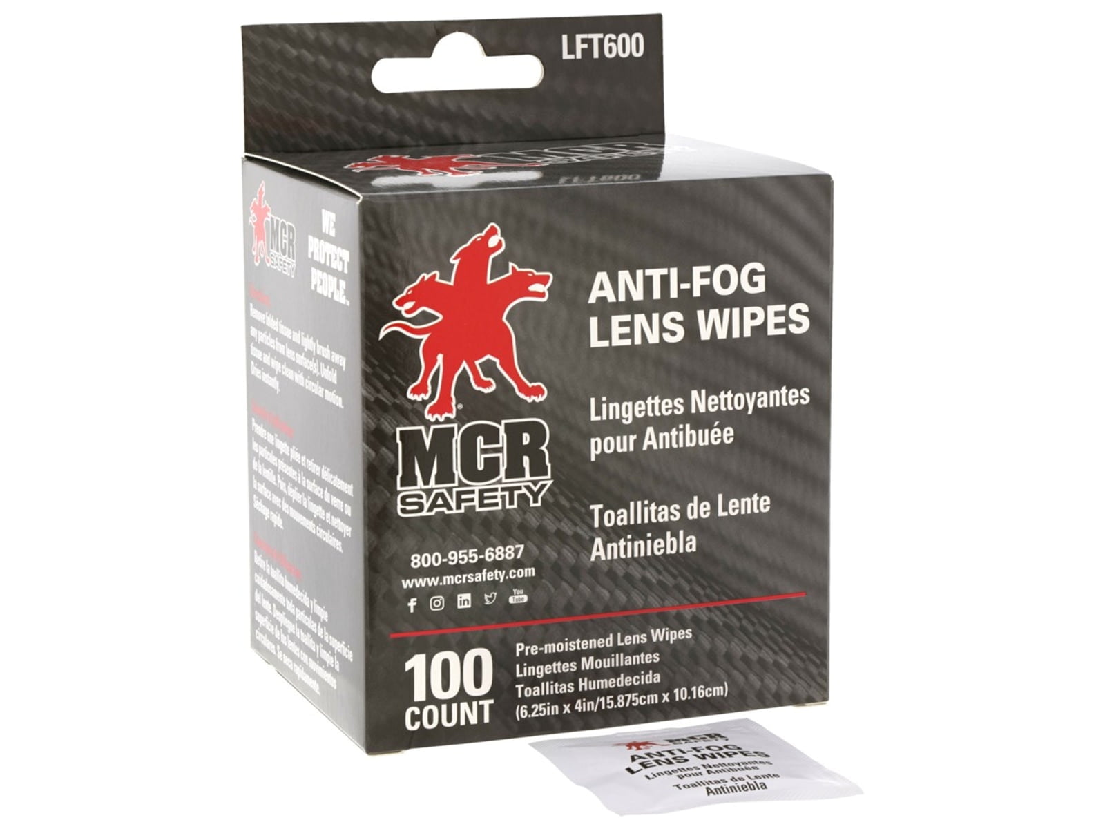 MCR Safety Pre-Moistened Anti-Fog Lens Wipes Individually Packaged Lens ...
