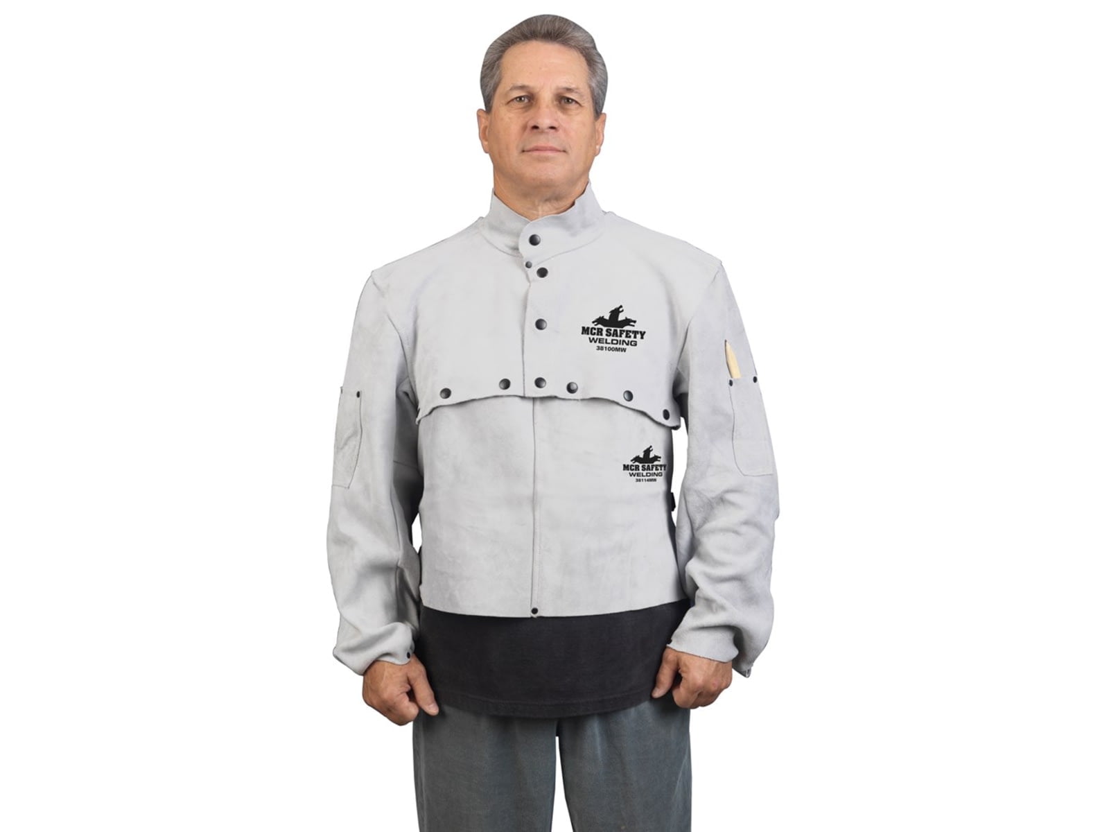 MCR Safety Welding Cape Sleeve with Open Back, 2 Pockets, Gray, M ...