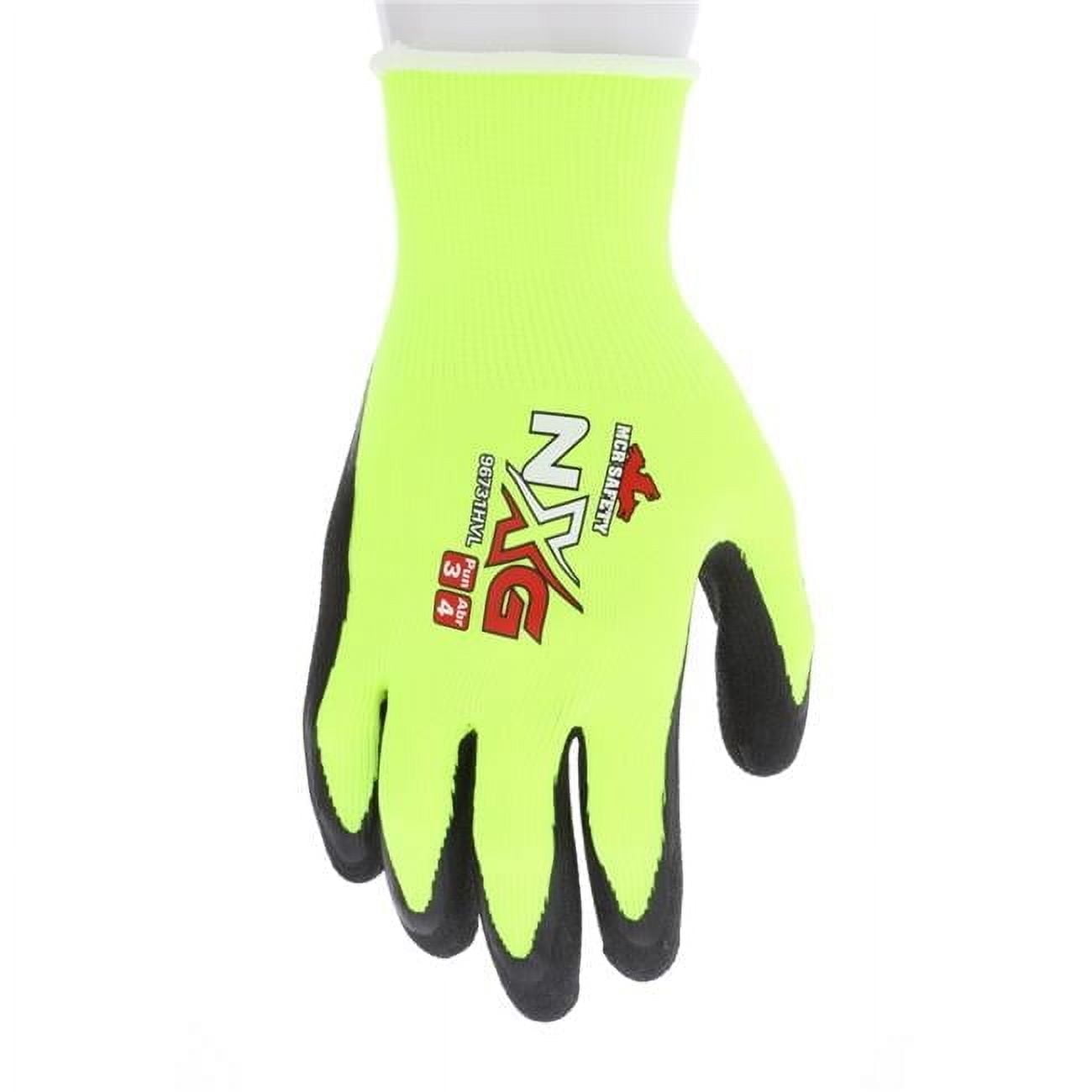 MCR Safety Yellow Hi-Vis Work Gloves with Foam Coated Palm & Fingertips ...