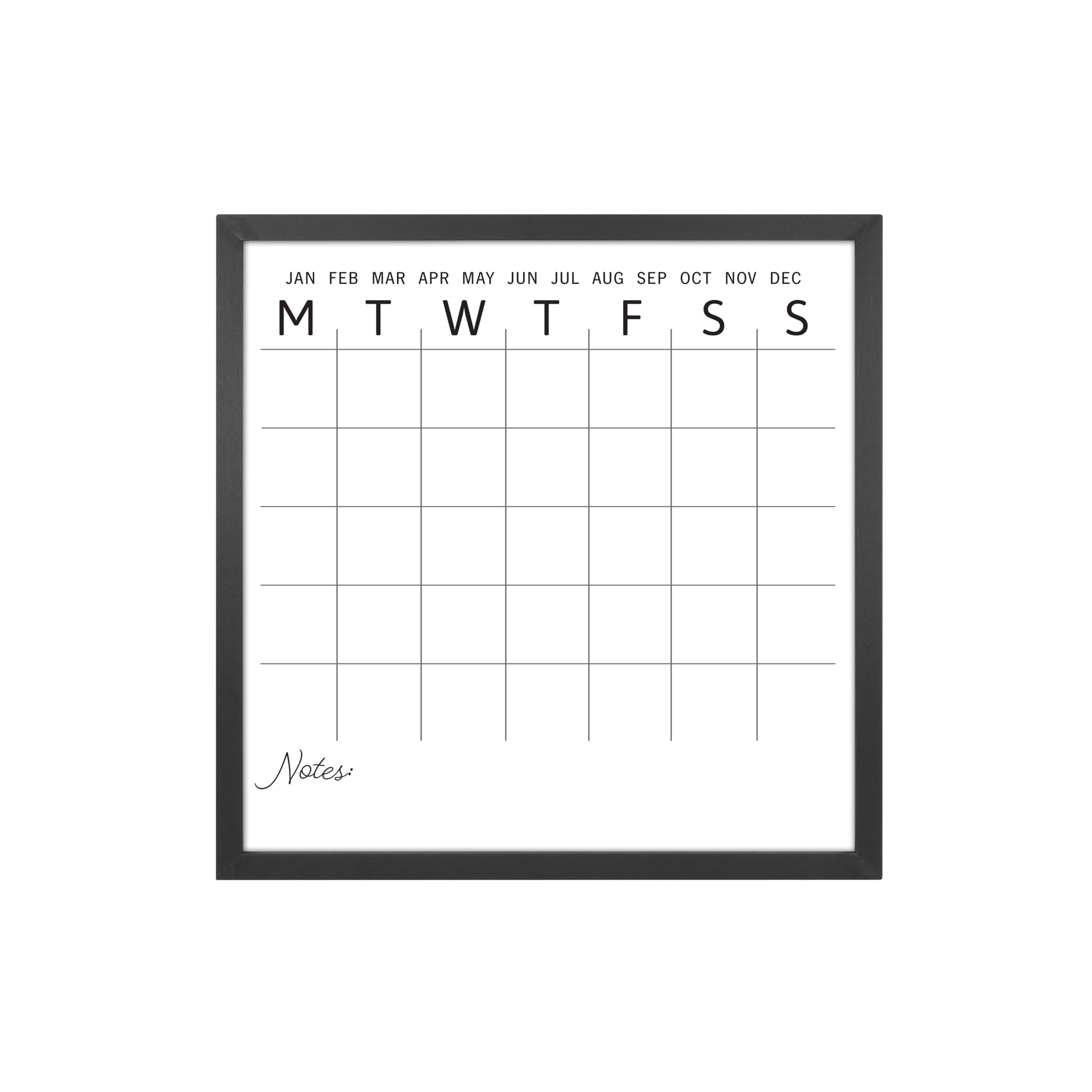 MCS Dry Erase Calander 24x24 Black Framed Monthly Calendar for The Wall ...