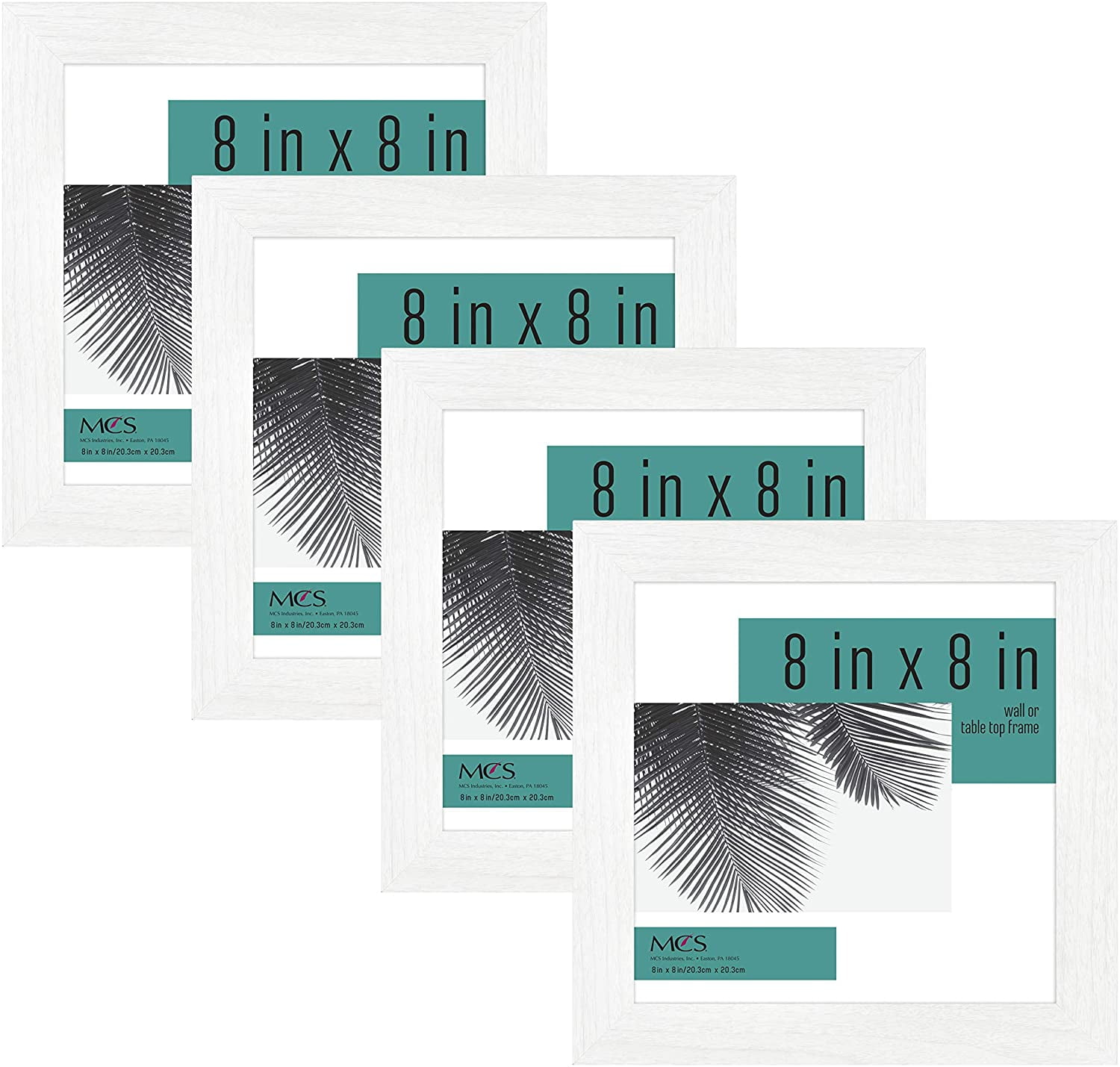 MCS Industries Studio Gallery Frame, White Woodgrain, 8 x 8 in, 4 pk ...