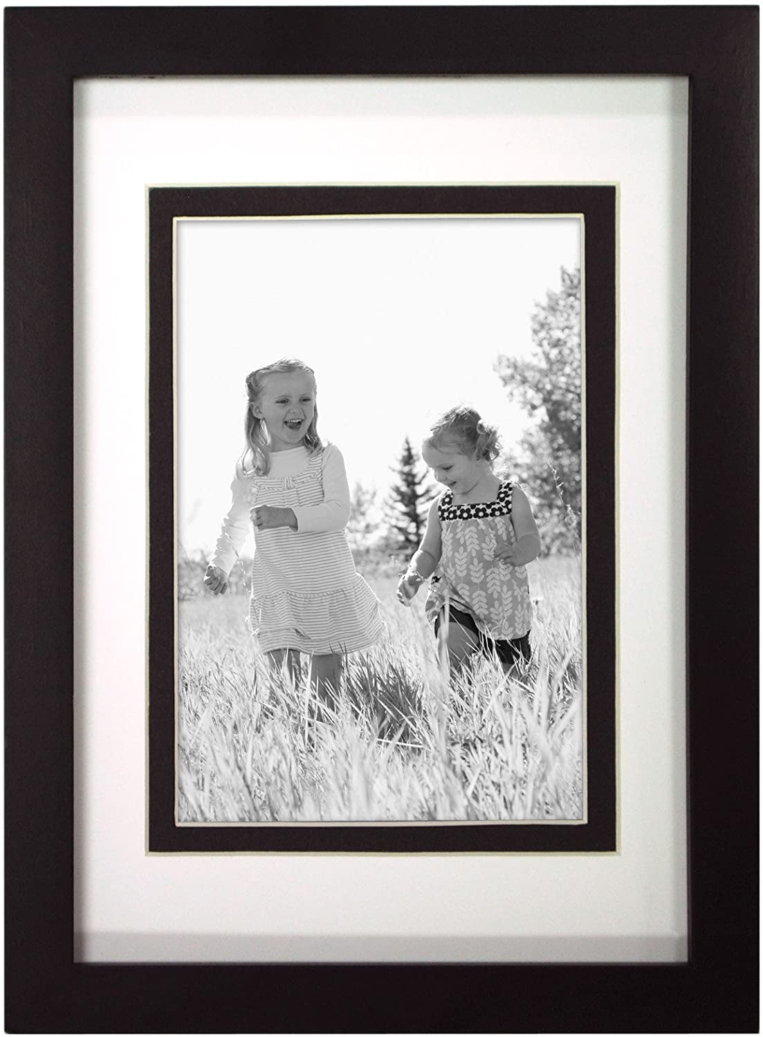 MCS Linear Black Wood Picture Frame Matted For 3-1/2x5 - Walmart.com