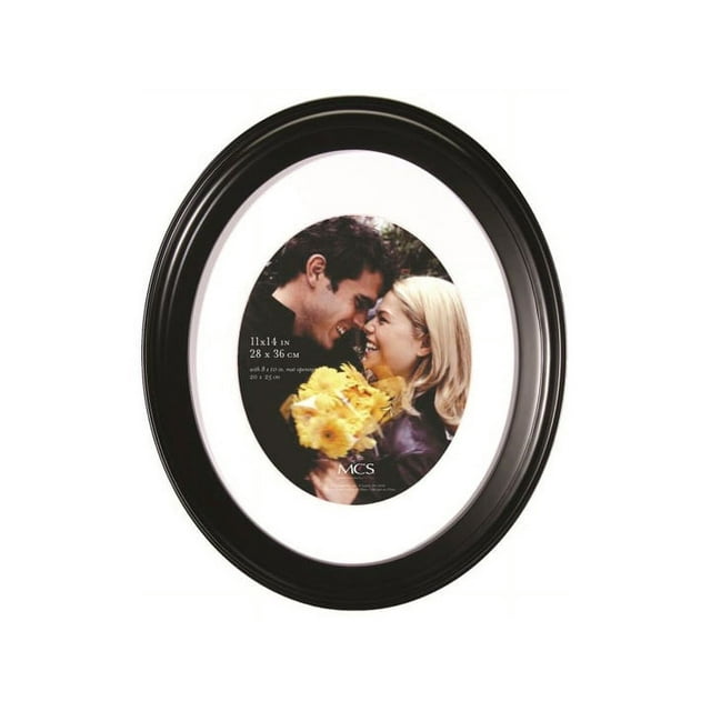 MCS Black Wood Oval Picture Frame 11x14 with 8x10 Matte Photo Opening ...