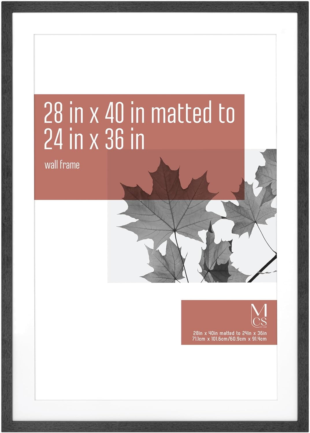 MCS Studio Gallery 28x40 Poster Frame, Display Pictures 24x36 With Mat ...