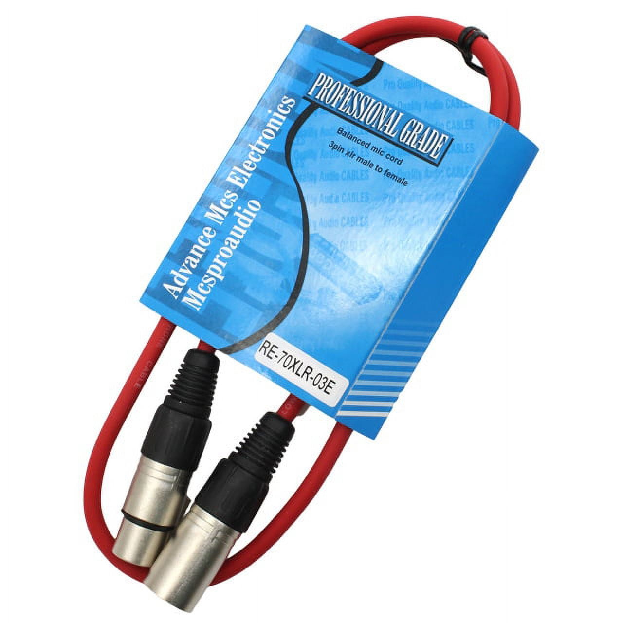 MCSPROAUDIO 3 FOOT MALE TO FEMALE XLR CABLE - Red - Walmart Business ...