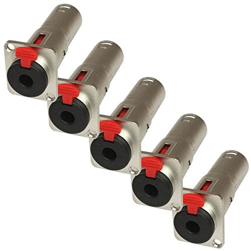 MCSPROAUDIO 5 Pack: 1/4 TRS to XLR Male Pass Through Panel Mount Jack ...