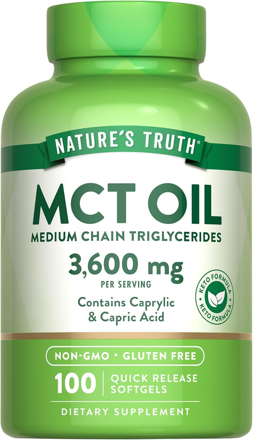 Nature's Truth MCT Oil Capsules 3600mg, Keto Friendly Coconut Oil Pills ...