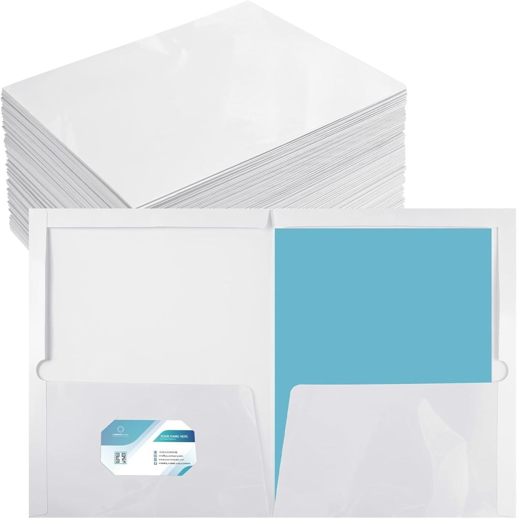 MCTZ 100 Pack 2 Pockets Glossy Laminated Paper Folder First Day of ...