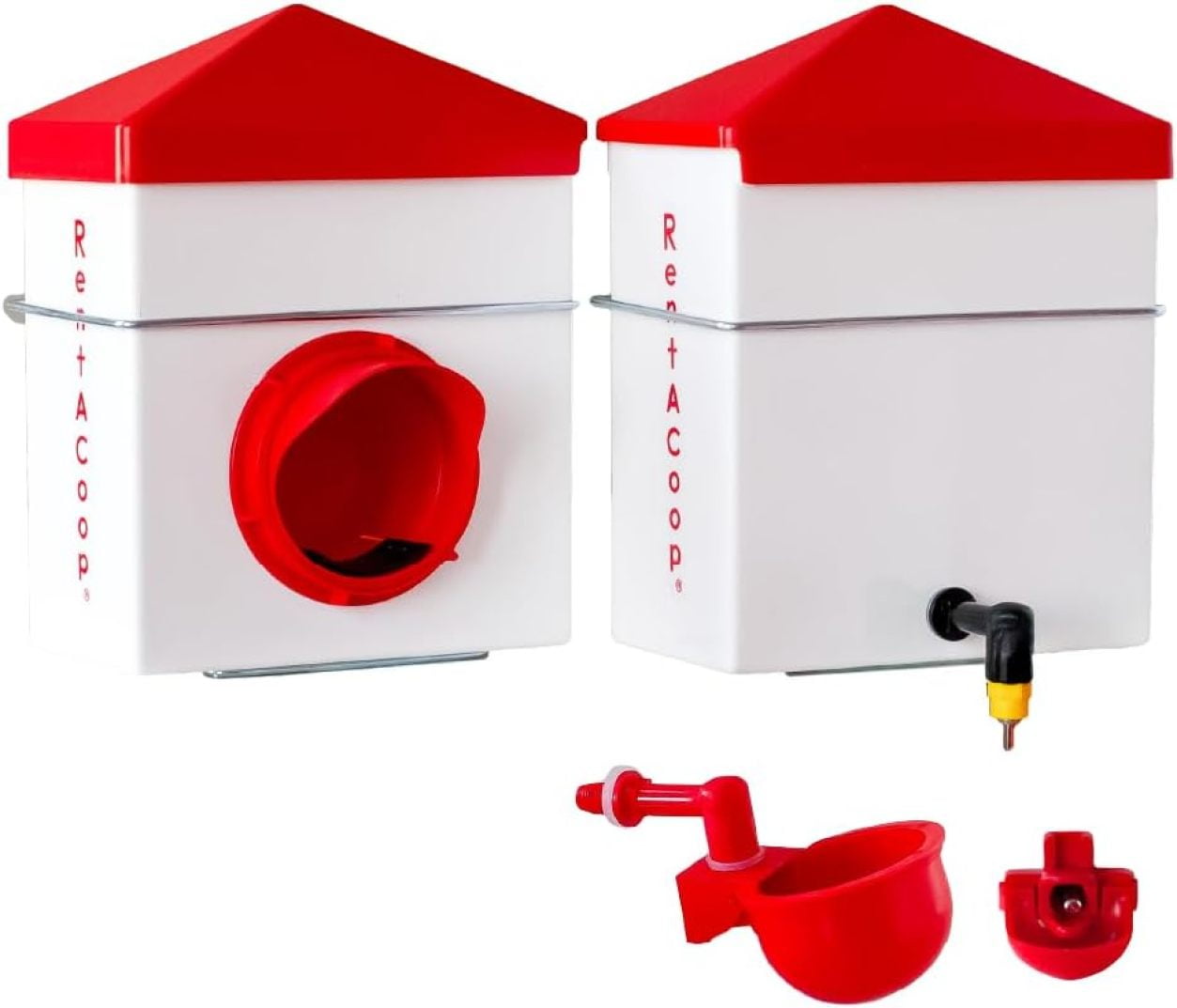 MCTZ 2.5 Pound Chick2Chicken Medium Port Feeder and 64 Ounce (2 Liter) Drinker Set for Chicks ...