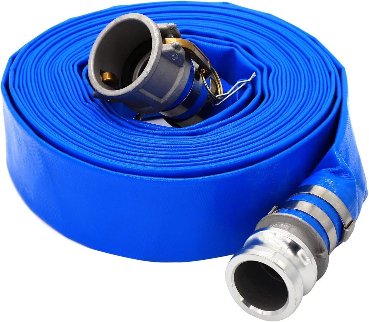 MCTZ 2" ID × 50 ft Pool Backwash Hose, Heavy Duty Reinforced Blue PVC Lay Flat Water Discharge ...