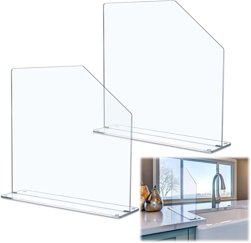 MCTZ 2 Pcs Clear Acrylic Sink Splash Guard Freestanding Panel Barrier ...