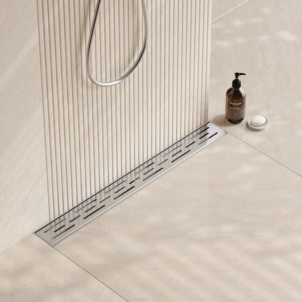 MCTZ 24 Inch Rectangular Linear Shower Drain with Brick Pattern Grate ...