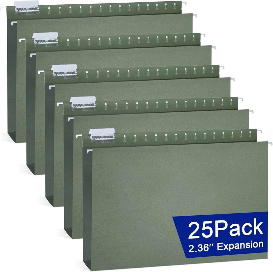 MCTZ 25 Pack Reinforced 11x17 Hanging File Folders 1/5 Cut Heavy Duty Hanging File Folders with ...