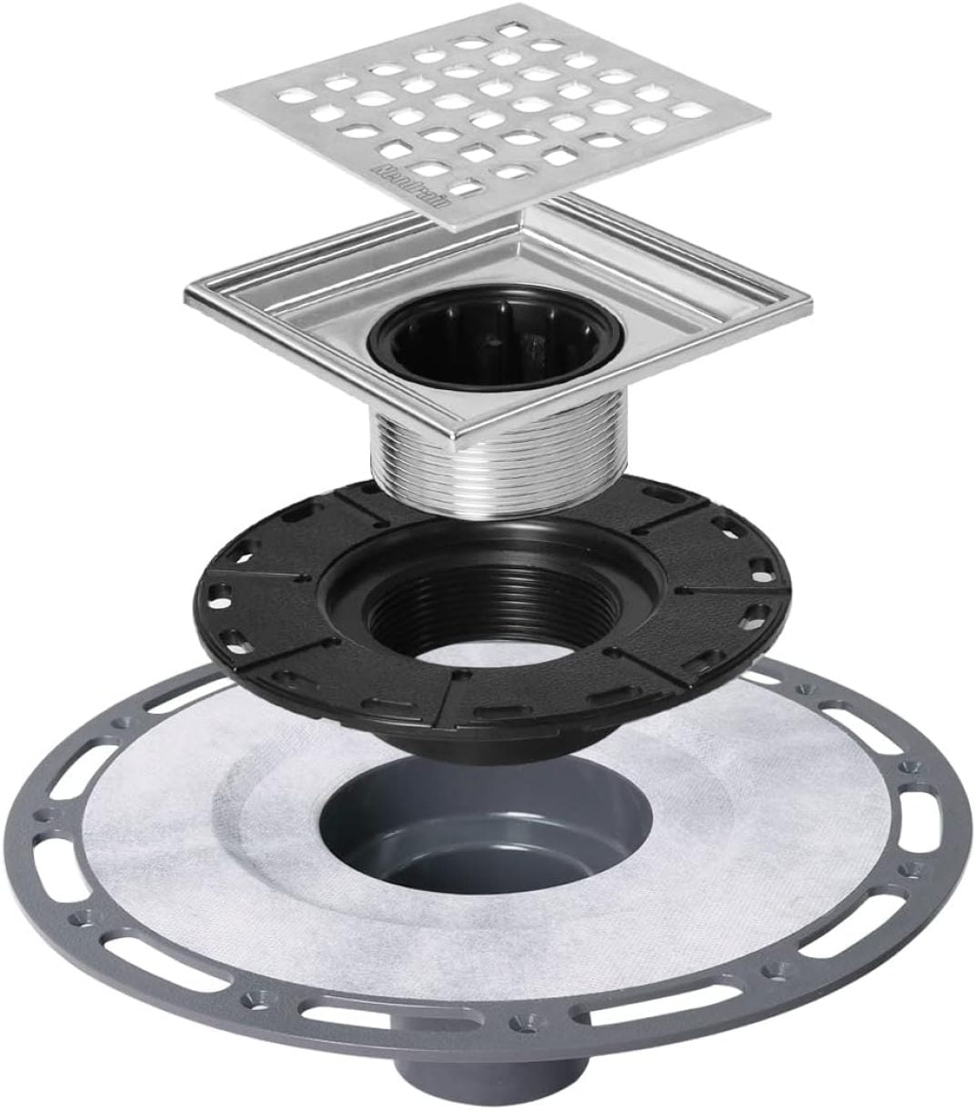 MCTZ 4 in Square Shower Drain Brushed 304 Stainless Steel Drain Grate ...