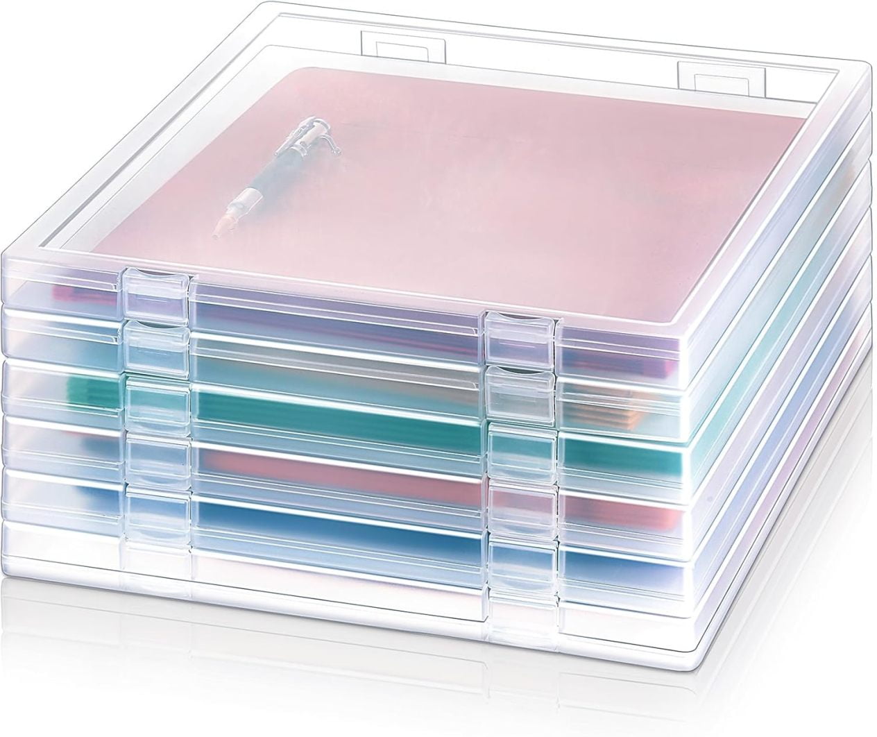 MCTZ 6 Pcs 12 x 12 Inch Paper Storage Case Plastic Scrapbook Storage ...