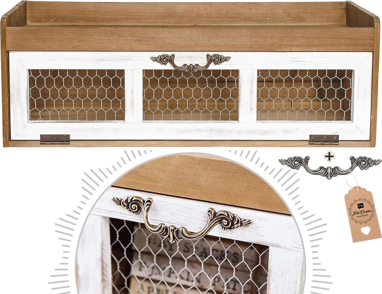 MCTZ Farmhouse Chicken Wire Countertop Shelving Organizer - Decorative ...