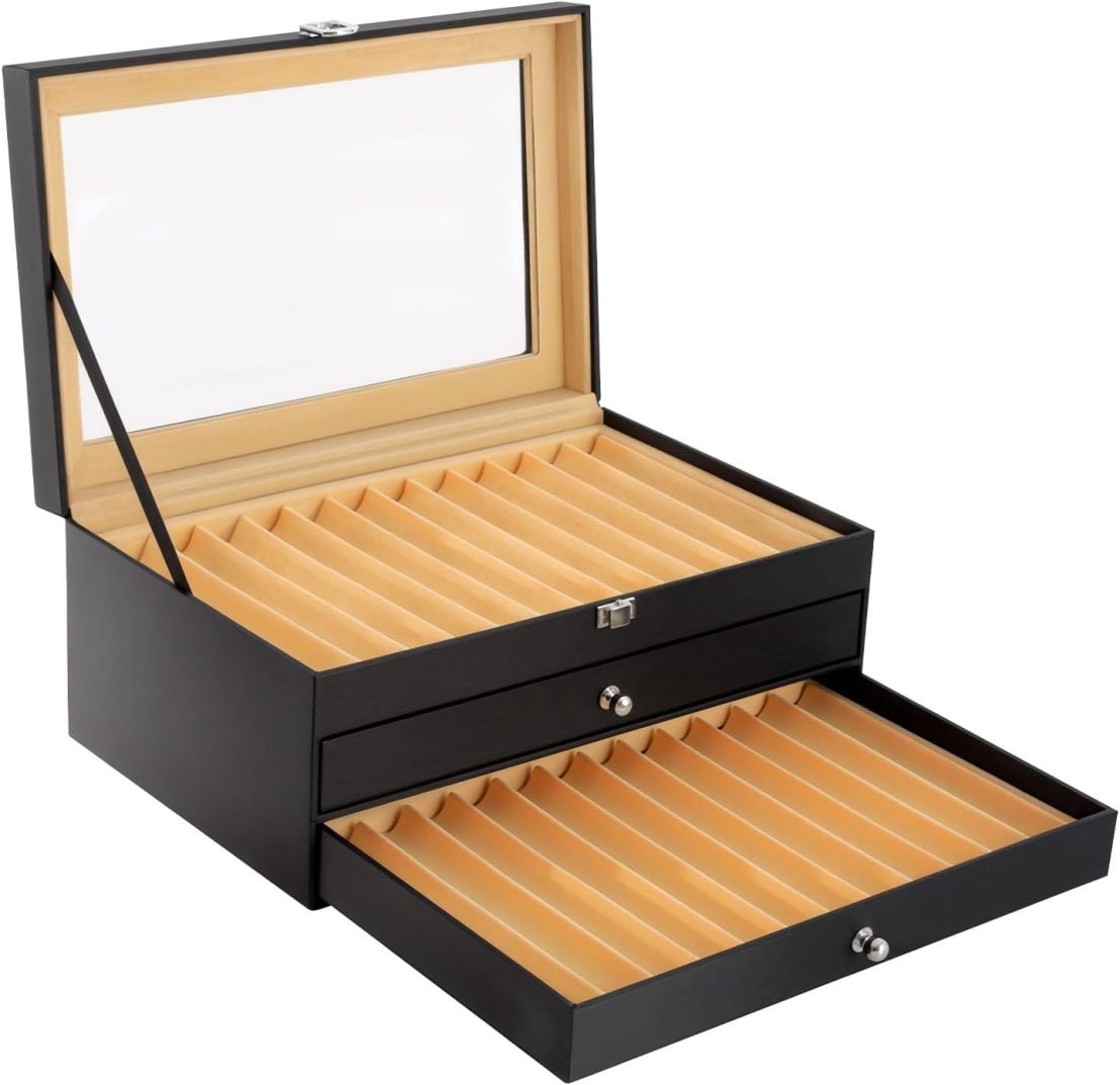 MCTZ Fountain Pen Display Case Box 36 Slots Wooden Collector Display ...