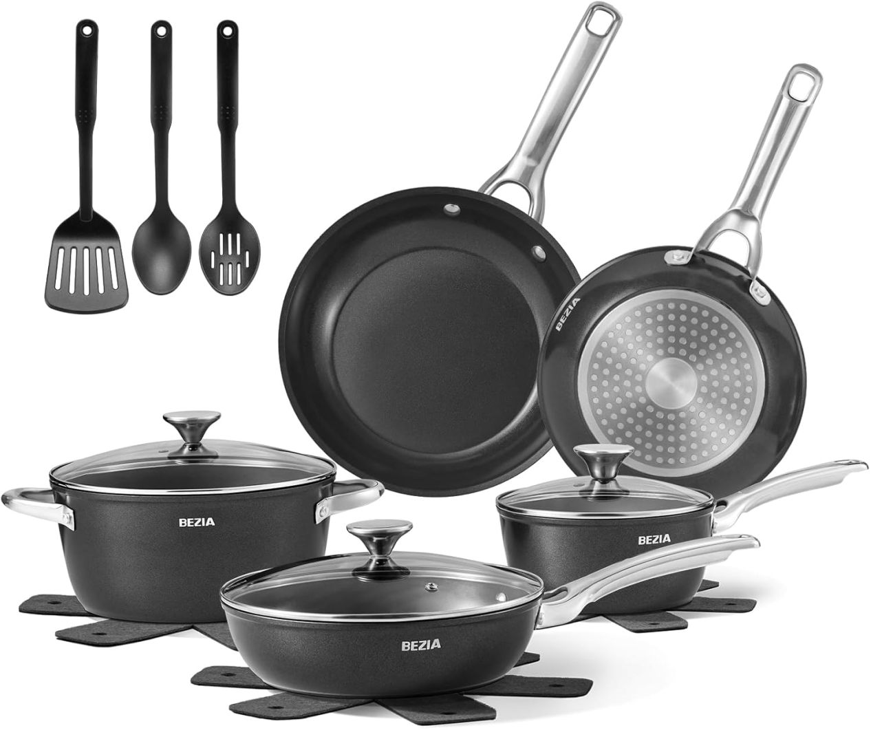 MCTZ Induction Cookware Set 15-Piece, Pots and Pans Set Non Stick with ...