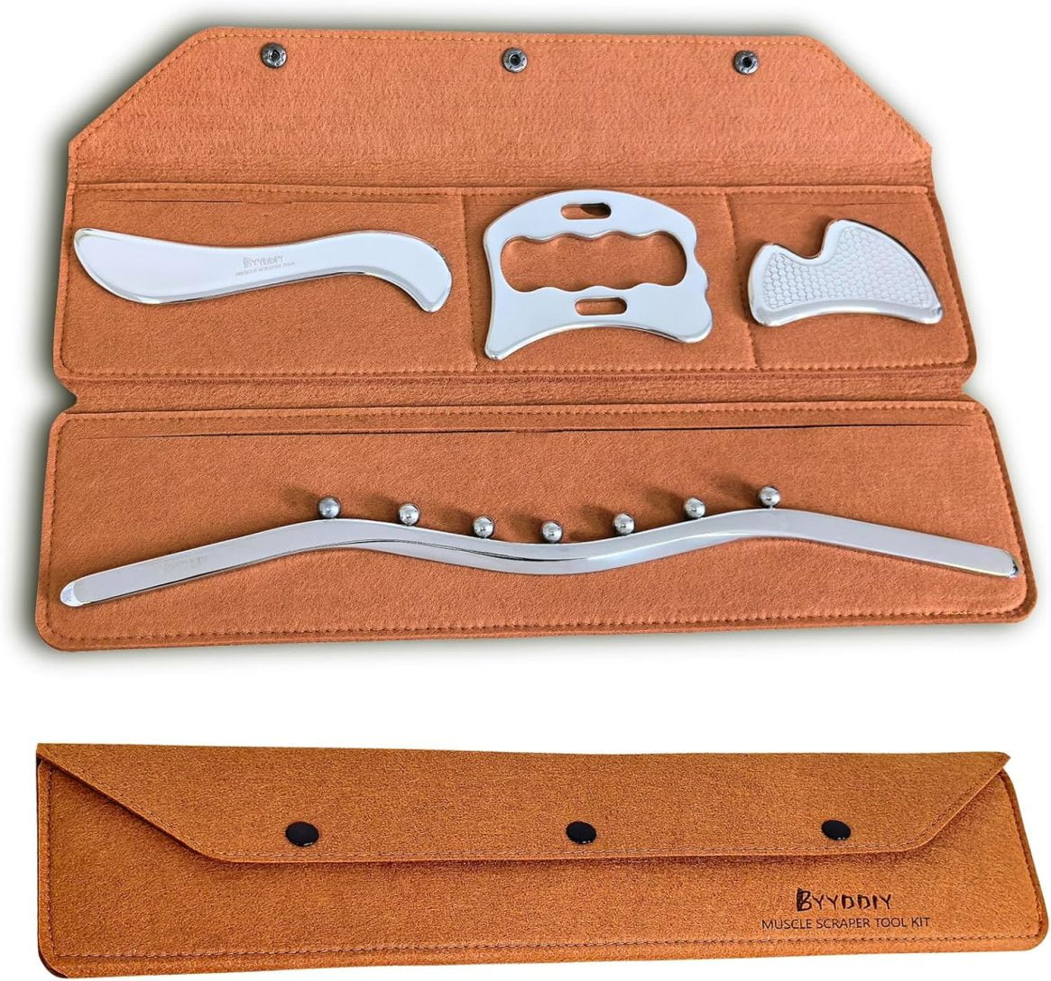 MCTZ Muscle Scraper Stick Set with Steel Balls for Lymphatic Drainage, Gua Sha Scraping Massage ...