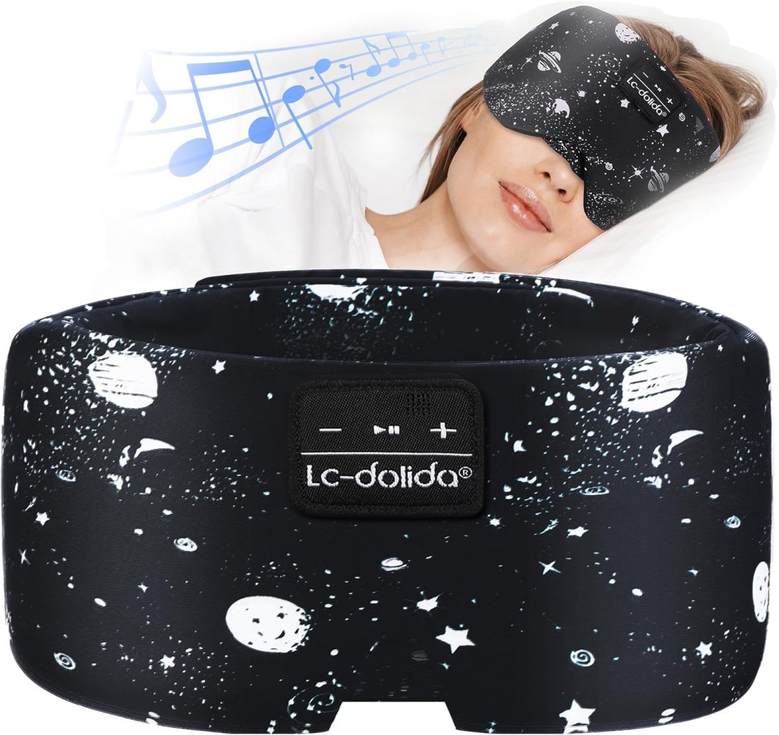 MCTZ Sleep Mask with Bluetooth Headphones, Extra Large Silk Eye Mask ...