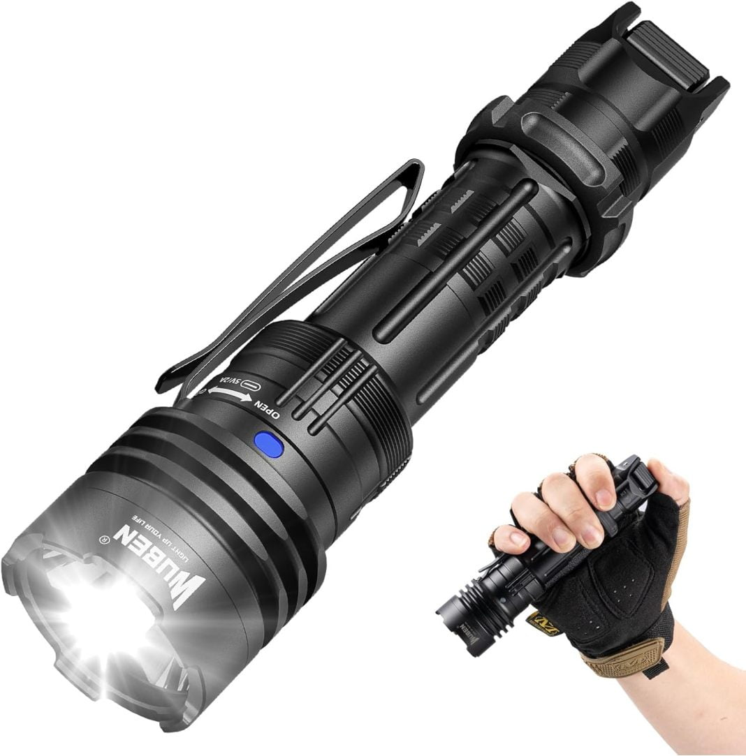 MCTZ T1 Tactical Flashlights 2000 High Lumens, Rechargeable Flashlight ...