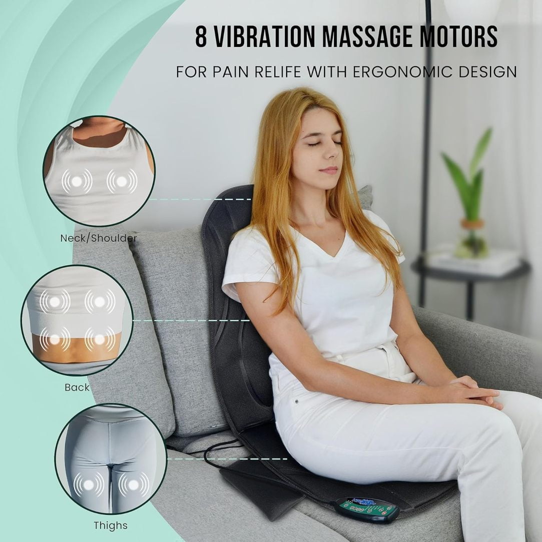MCTZ Vibration Back Massager with Heat, Seat Massager with 8 Vibrating ...