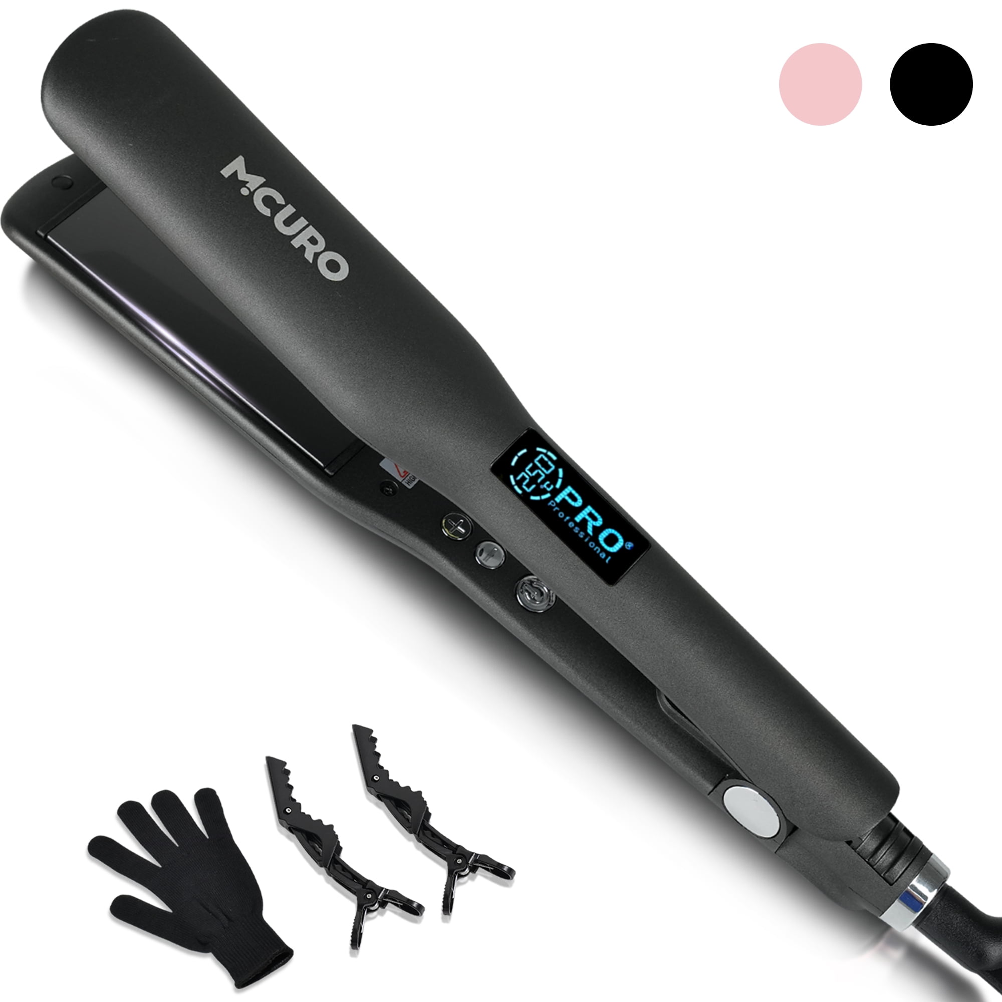 MCURO Hair Straightener, Flat Iron for Hair, 1.5-inch Floating Titanium ...