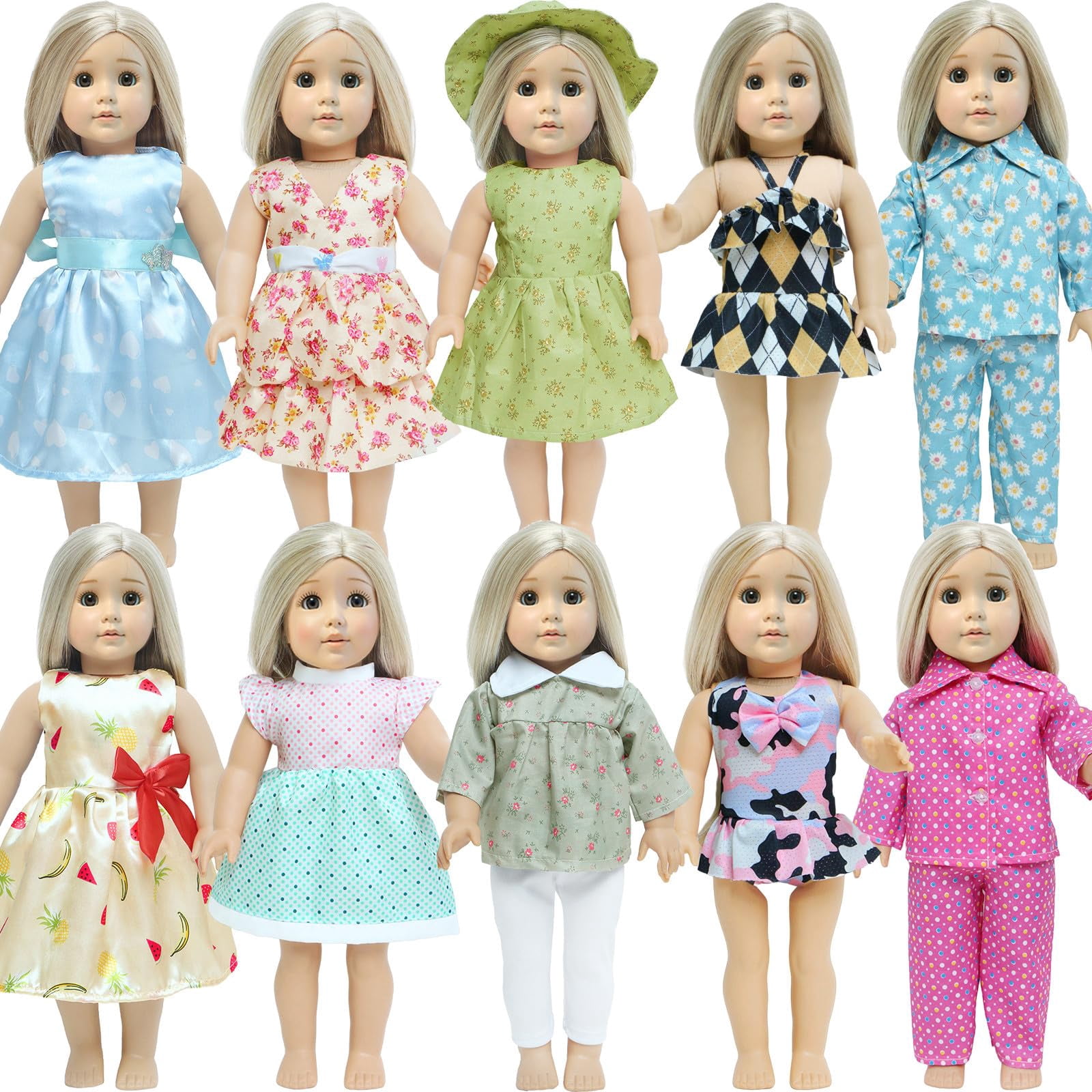 MCZQXW 10 Sets Random 18 Inch Doll Clothes and Accessories for Girl ...