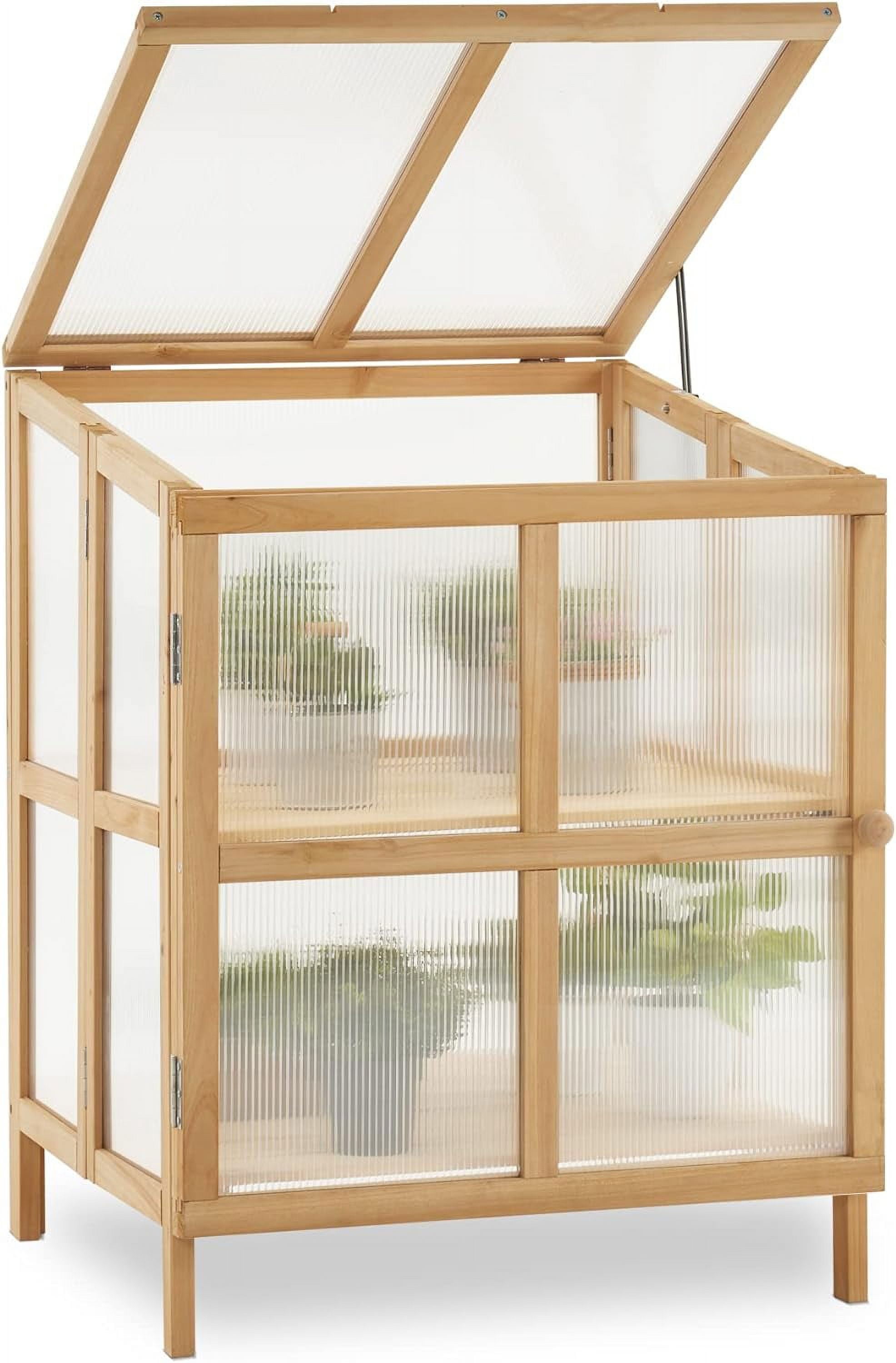 MCombo 2 Tier Foldable Cold Frame Greenhouse, Portable Wooden ...