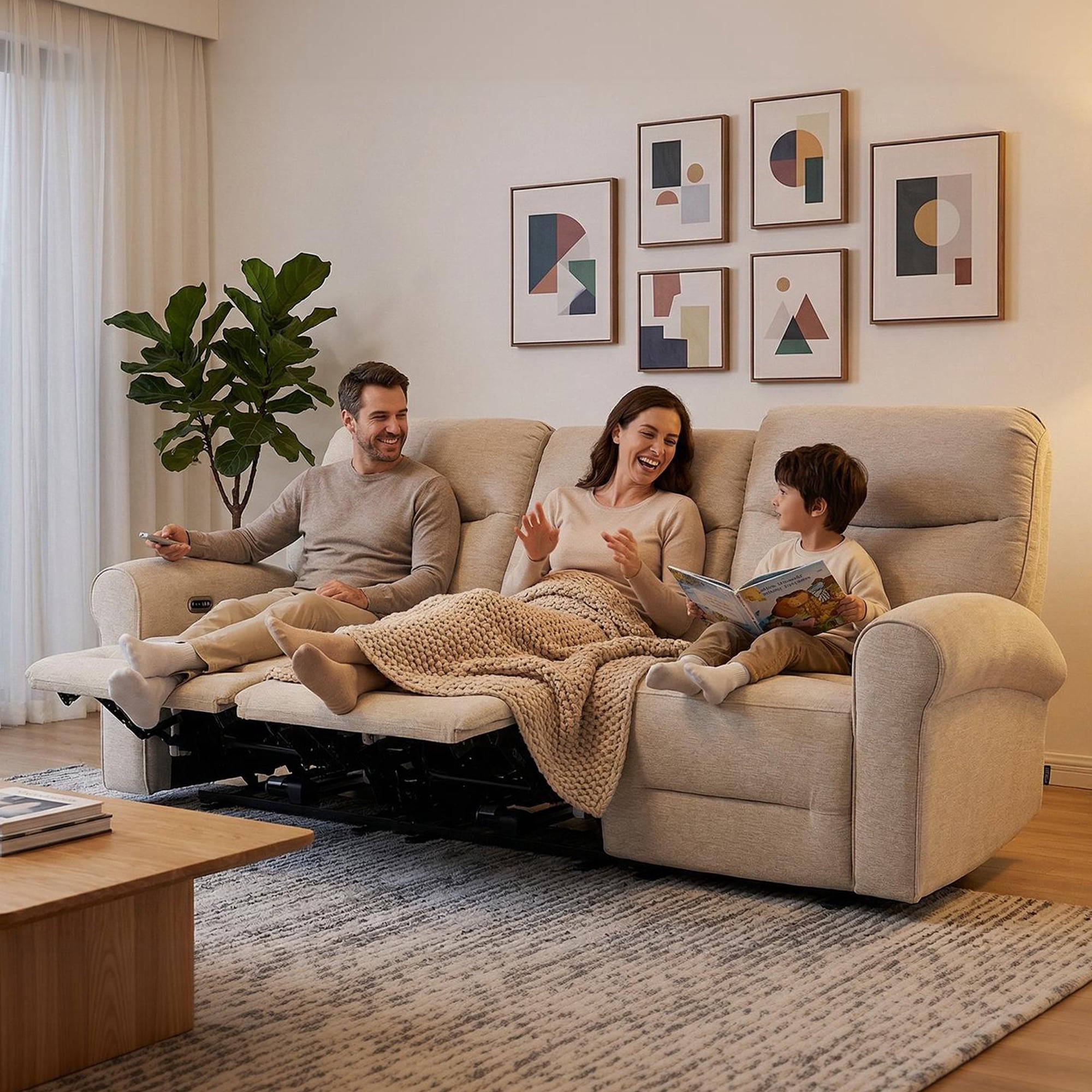 MCombo 3-Seater Triple Power Reclining Sofa Couch for Small Space ...