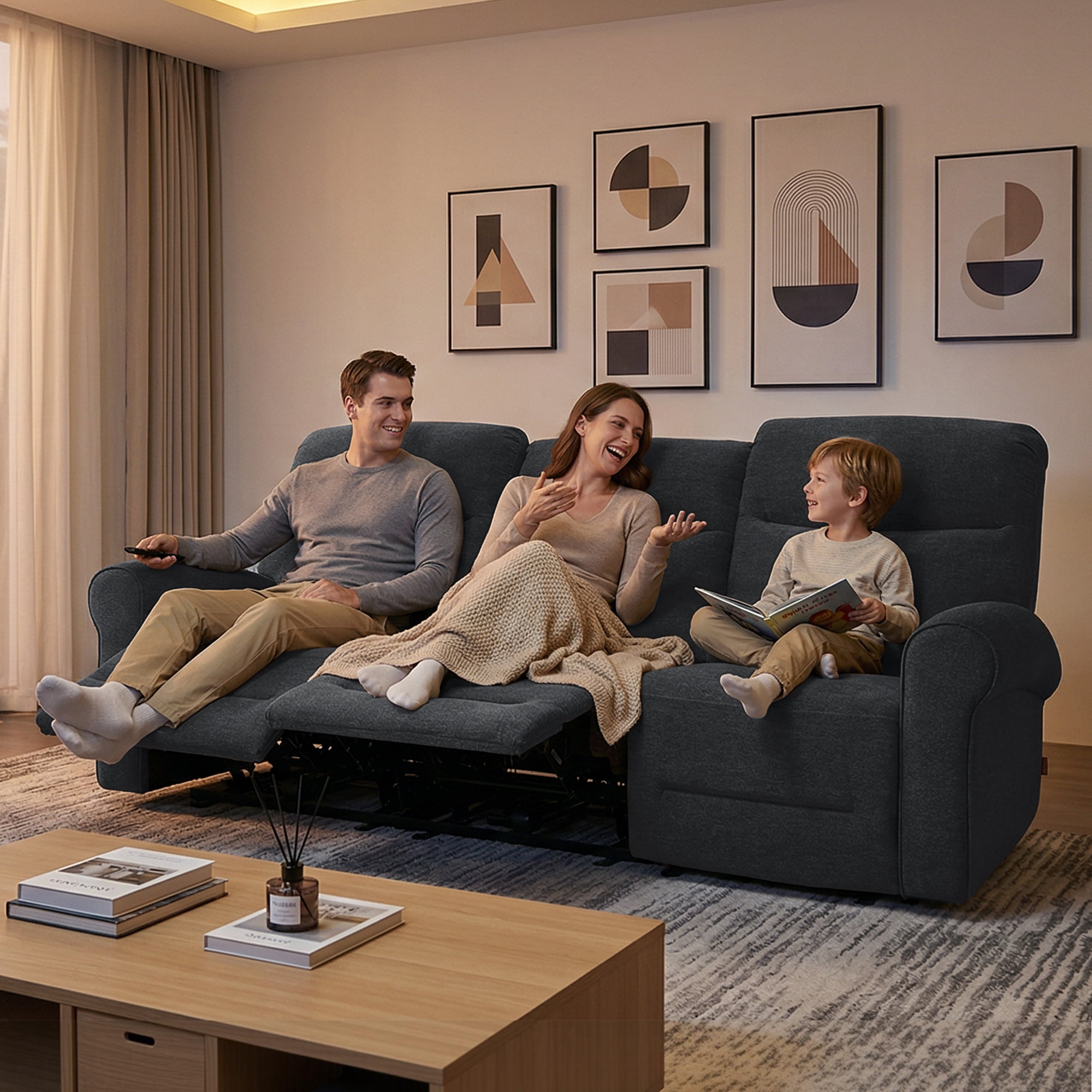 MCombo 3-Seater Triple Power Reclining Sofa Couch for Small Space ...